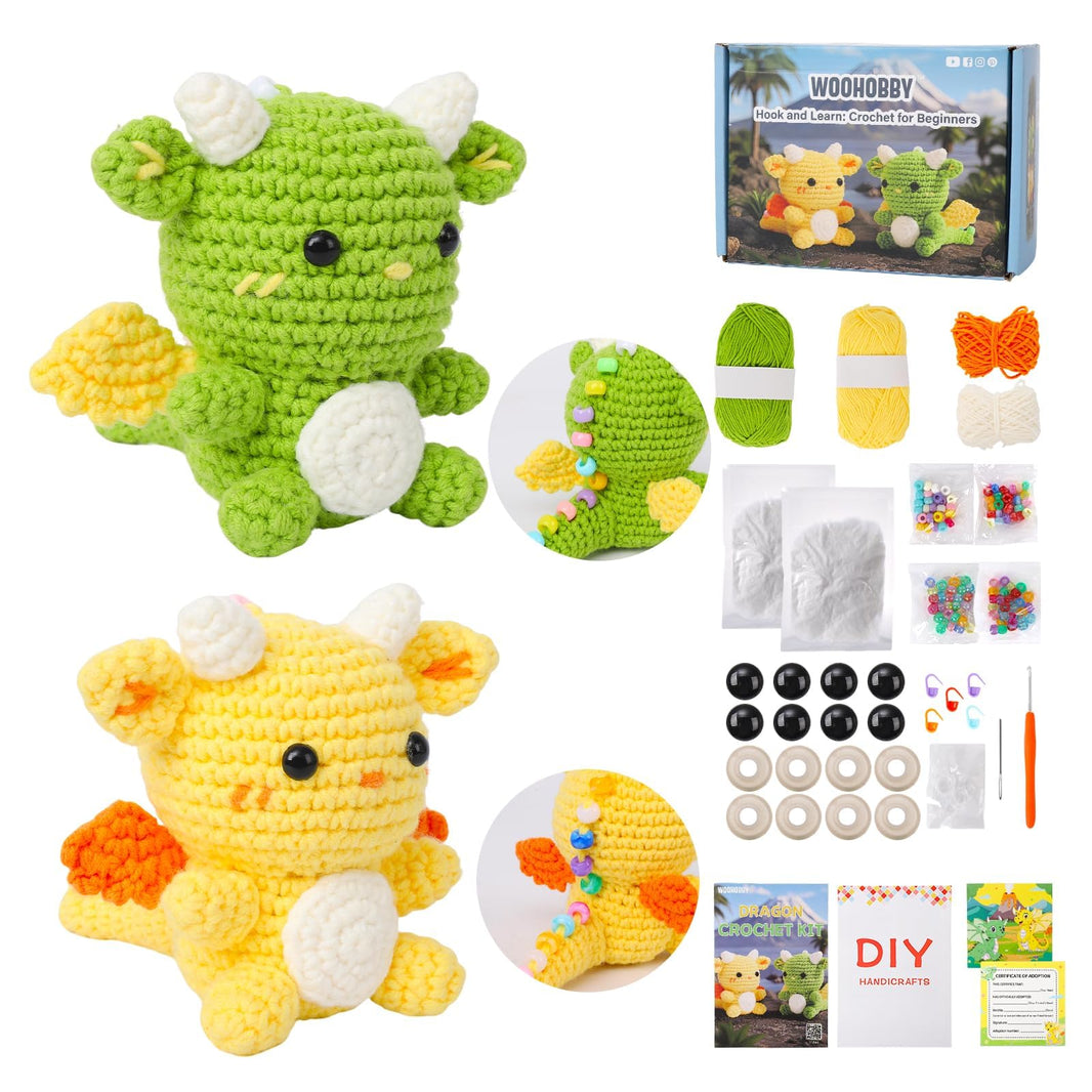 2 Pack Crochet Starter Kit Dragon | WOOHOBBY